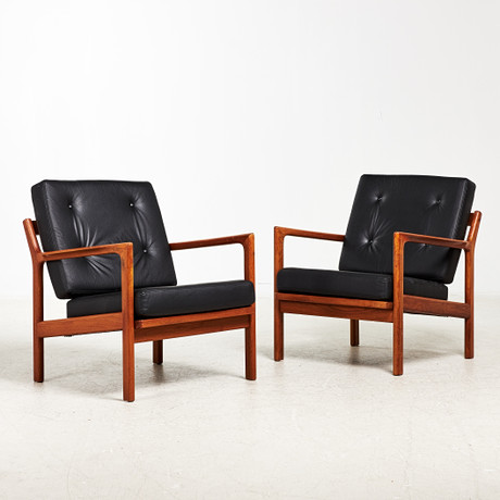 KARL ERIK EKSELIUS. fåtöljer, ett par, modell F 141, 1960-tal, stomme i ...