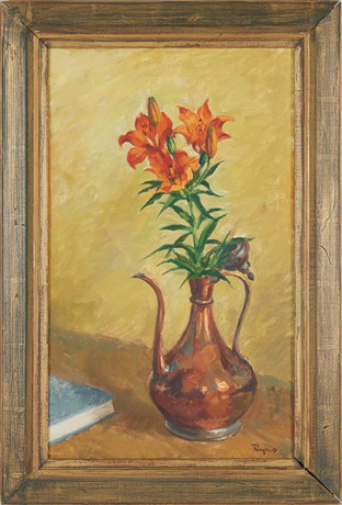 RYNO FRIEBERG. Lilies in jug, signed Ryno, oil on canvas. Art ...
