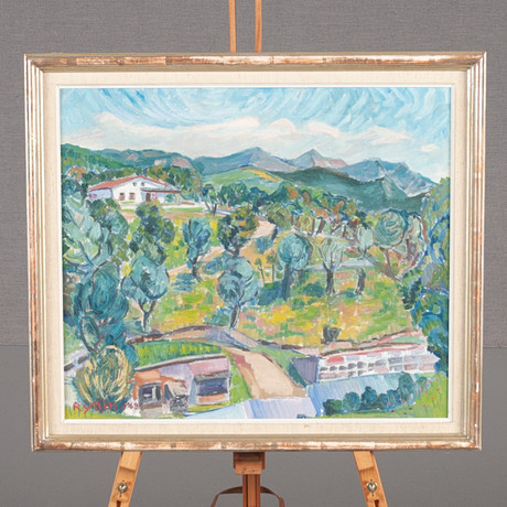 SVEN RYBIN. Oil on canvas, landscape with houses, signed and dated 1968 ...