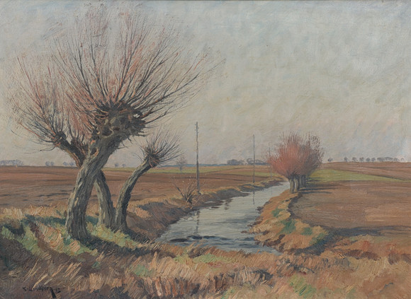 KARL LUNDBORG. "Vårdag på stäppen", olja på duk. Konst - Måleri - Auctionet