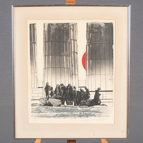 THOMAS FRISK. Color etching, "Sunset over the Acropolis", signed and ...