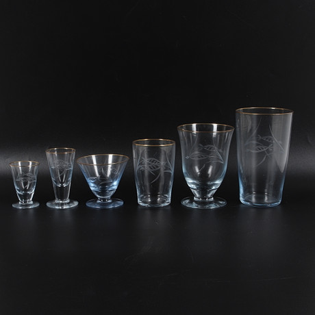 GLASSWARE, 36 pieces, ground crystal. Glass - Tableware - Auctionet