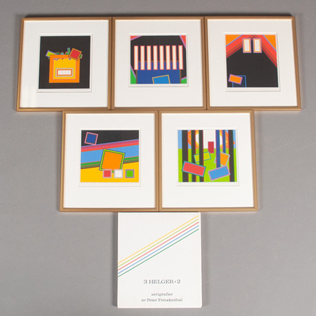 PETER FREUDENTHAL. Färgseriegrafier, 5 stycken, "3 Helger+2", signerade ...