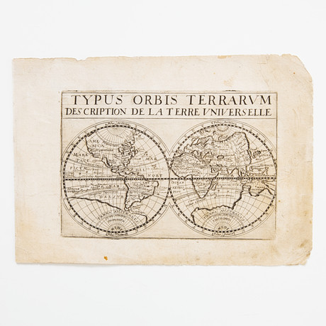 RARE WORLD MAP BY BOISSEAU, 1660. Books, Maps & Manuscripts - Maps ...