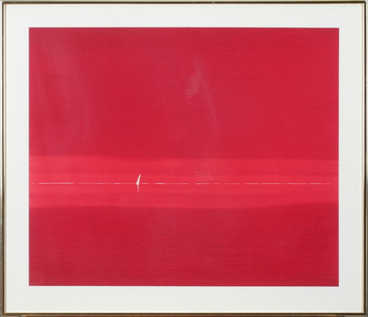 ARNE OLSSON. Röd havsvy, litografi, osignerad. Konst - Grafik - Auctionet