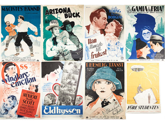 ERIC ROHMAN (1891-1949). movie posters, 8 pcs, color lithographic ...