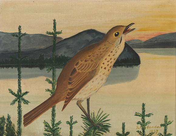 OIDENTIFIERAD KONSTNÄR. Landscape with bird, oil on canvas, signed ...