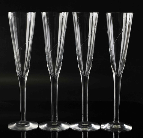 ANNA EHMER. 4 st champagneglas, "Line", Kosta Boda, modell formgiven ...