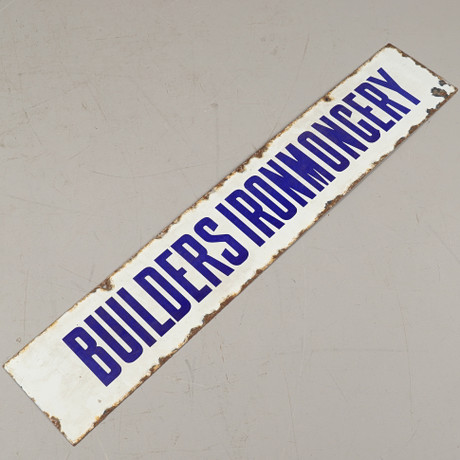 A VINTAGE ENAMEL BUILDERS IRONMONGERY SIGN. Art - Other - Auctionet