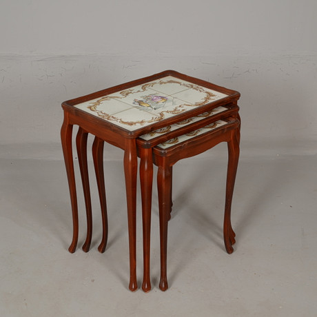 DINING TABLE, 3 parts, Rococo style, tiled tops, 1970s/80s. Furniture ...