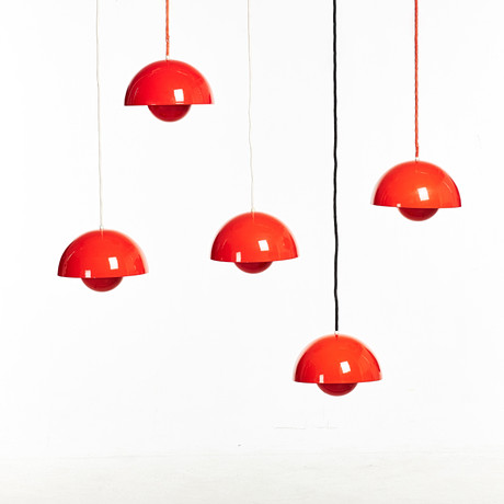 VERNER PANTON. Ceiling lamps, 5 pcs., "Flowerpot", Louis Poulsen ...