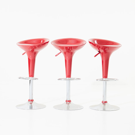 STEFANO GIOVANNONI. Bar stools, 3 pairs, "Bombo Stool", molded ABS and ...