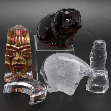 GLASS OBJECTS, 5 pcs, including Orrefors and Sea Glasbruk. Glass ...