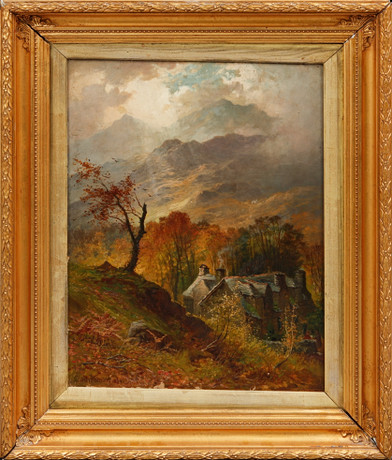 CHARLES STUART. Landskap med hus, olja på duk, signerad och daterad ...