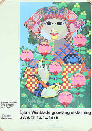 BJÖRN WIINBLAD. Poster, signed, "Björn Wiinblad's tapestry exhibition ...