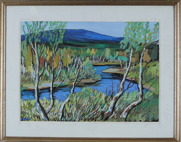 OIDENTIFIERAD KONSTNÄR. Fjällmotiv, pastell, signerad H Asker. Konst ...