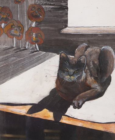 ÅSA BURMAN. Liggande katt, grafiskt blad. Konst - Grafik - Auctionet