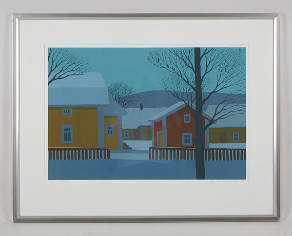 PENTTI KOIVIKKO. Hus, signerad samt daterad -90, serigrafi, tait.vedos ...