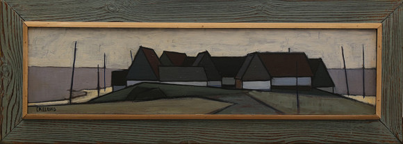 Olja på pannå, Fiskeby, signerad Ekelund. Konst - Måleri - Auctionet