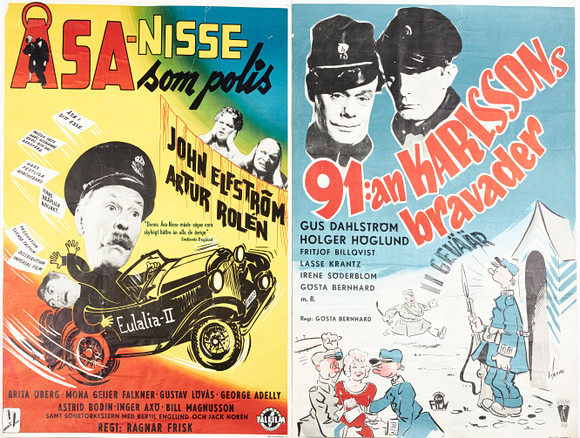 CARTELES DE CINE, "91:an Karlsson's bravado", and "Åsa-Nisse as police ...