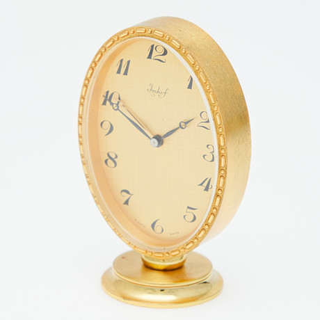 Imhof, table clock, manual winding, stainless steel, Switzerland ...