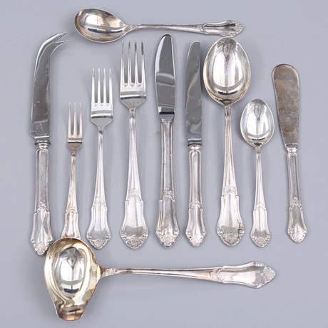 CUTLERY SET, 49 pieces, nickel silver, "Eva", JLH. Silver & Metals ...