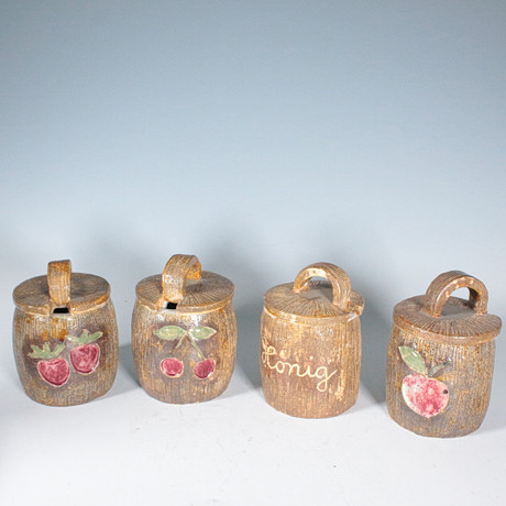 HEDWIG WAGNER. Ceramic pots for jam and honey, ceramic, signed ...