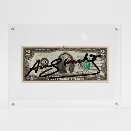 ANDY WARHOL. "Two Dollars Bill", paper, signed. Art - Other - Auctionet