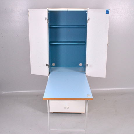 CABINET WITH RECESSED TABLE, white lacquered wood, Sewing corner ...