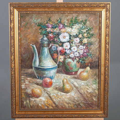 WALTER ADAMS. Olja på duk, Blomsterstilleben, Signerad. Konst - Måleri ...