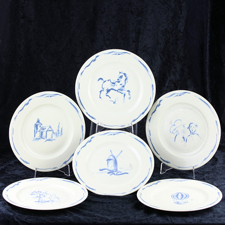 PATRICK FREY. Plates, 6 pcs., "Gonesse", porcelain, Limoges, France ...