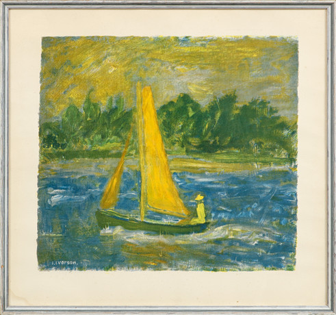IVAN IVARSON. After. "The red sail", color lithograph, signed in the ...