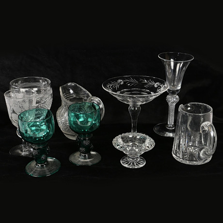 GEORGE III VINGLAS MED AIR TWIST-STAM, OCH EN SAMLING AV 1800-TALS- OCH ...