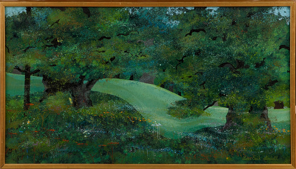 LARS ERIK LINDELL. "Oaks" oil on Board, signed. Art - Paintings - Auctionet