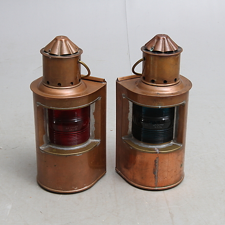 LANTERNOR, 1 par, koppar, med fotogenbelysningar, 1900-talets första ...
