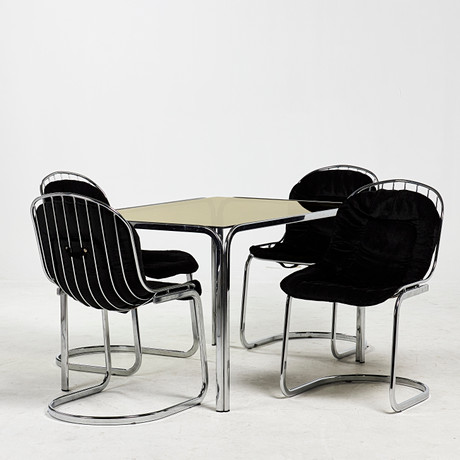 GASTON RINALDI. Matgrupp. 5 delar, bord och stolar, Italien, 1900 ...