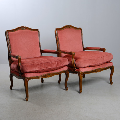 ARMCHAIRS, a pair, Rococo style, second part of the 20th century ...