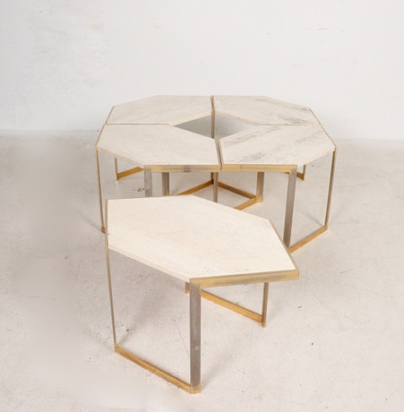 5 Set Italienische Satztische, Travertin, 1980er Jahre. Möbel - Tische ...