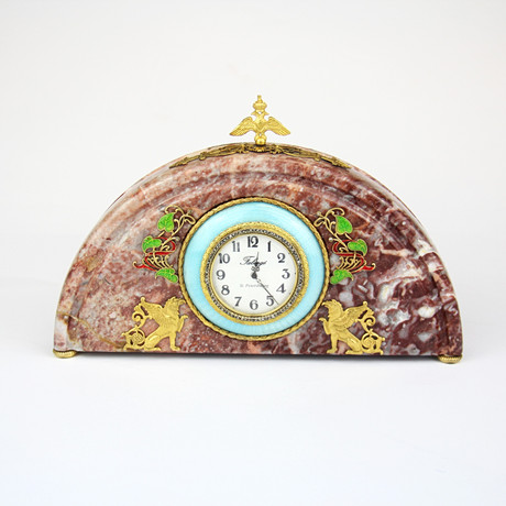SILVER GILT, ENAMEL & DIAMOND FABERGE MARBLE CLOCK. Clocks & Watches ...