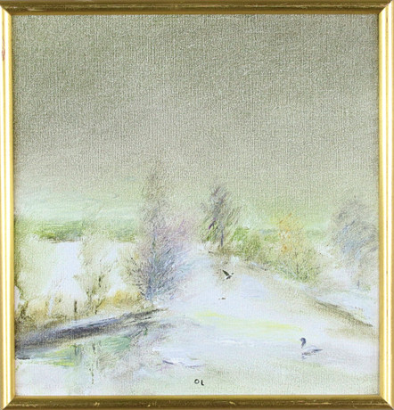 OLLE LINDGREN. Olja på duk, Sjöfåglar vid strand, olja på duk ...