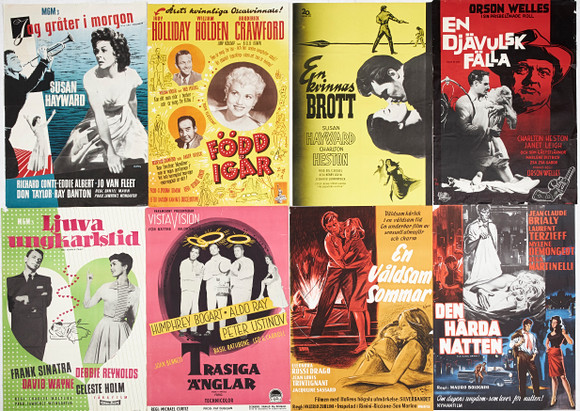 FILMAFFISCHER. 8 st, 1950/60-tal, färglitografiska tryck. Konst ...