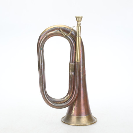 HUNTING HORN/POST HORN, brass, first part of the 20th century. Silver ...