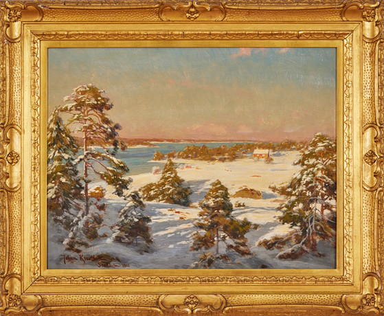 JOHAN KROUTHÉN. Vinterlandskap. Konst - Måleri - Auctionet