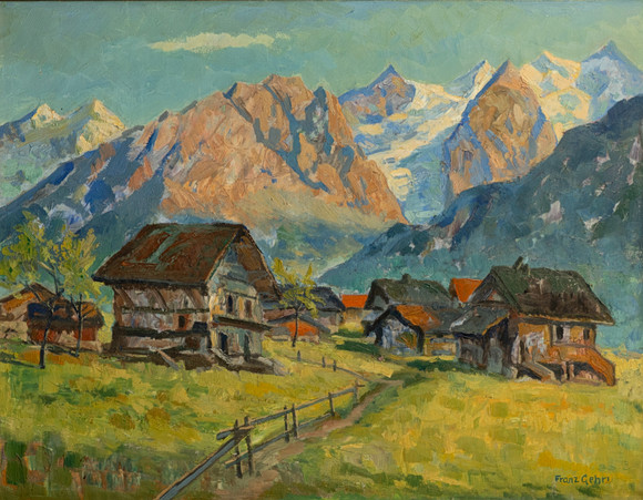 FRANZ GEHRI (1882-1960). Bergdorf im Sommer. Kunst & Gemälde - Gemälde ...