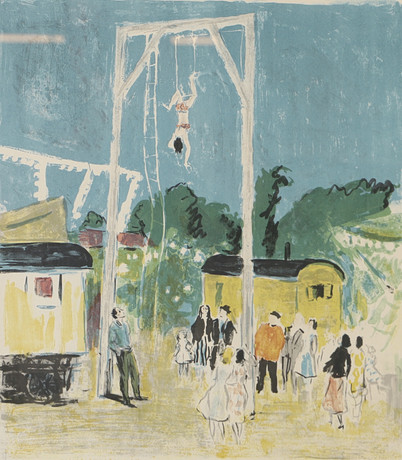 CHRIX DAHL. "Akrobaterna", färglitografi, signerad 1956. Konst - Grafik ...