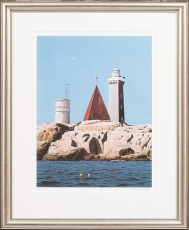 HOWARD BROOKES. Vinga fyr, färglitografi, signerad och numrerad 6/100 ...