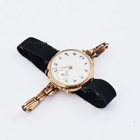 POCKET WATCH, outer case in 14k gold, small second hand, with bracelet ...