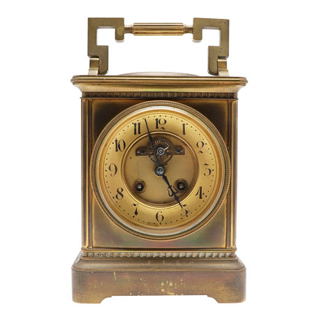 A LATE 19TH CENTURY FRENCH BRASS COMPENDIUM MANTEL CLOCK. Clocks ...
