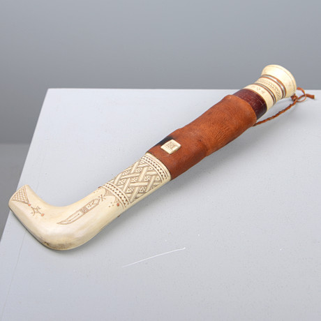 HENRY FJÄLLSTRÖM. Attributed to. Half horn knife, Sami work, monogram ...