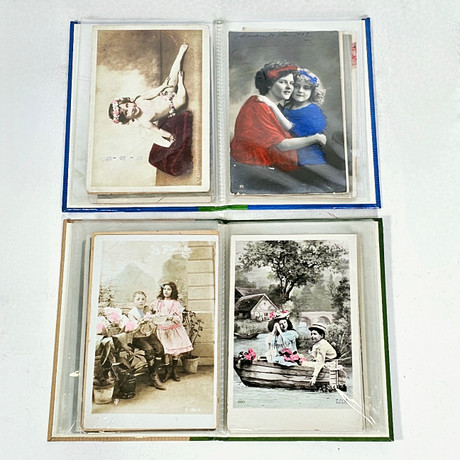 COLLECTION OF 42 PAINTED AND WRITTEN POSTCARDS. CIRCA 1900. Art ...